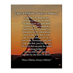 Once a Marine, Always a Marine - Inspiring USMC Creed Wall Decor Poster, This Famous American Flag Raising on Iwo Jima Is An Ideal Wall Art For Patriotic Home, Office Wall Decor, Unframed - 8x10"