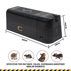 Electric Mouse Trap Indoor Rat Killer Effective Mice Zapper Upgraded Instantly Humane Kill Rodent with Powerful Voltage (Black)