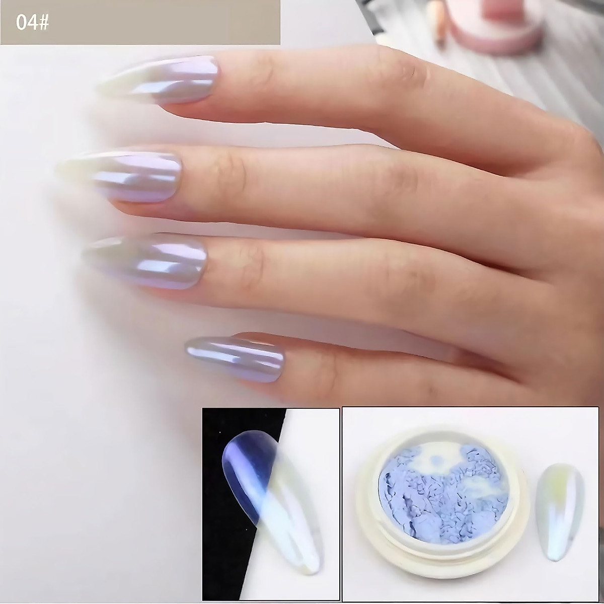 6 Color Chrome Nail Art Powder Sparkling Mermaid Aurora Nail Glitter Allstarry Nail Powder for Acrylic Nails Shiny Pigment Holographic Mirror Effect Pigment Chrome Nail Art Supplies