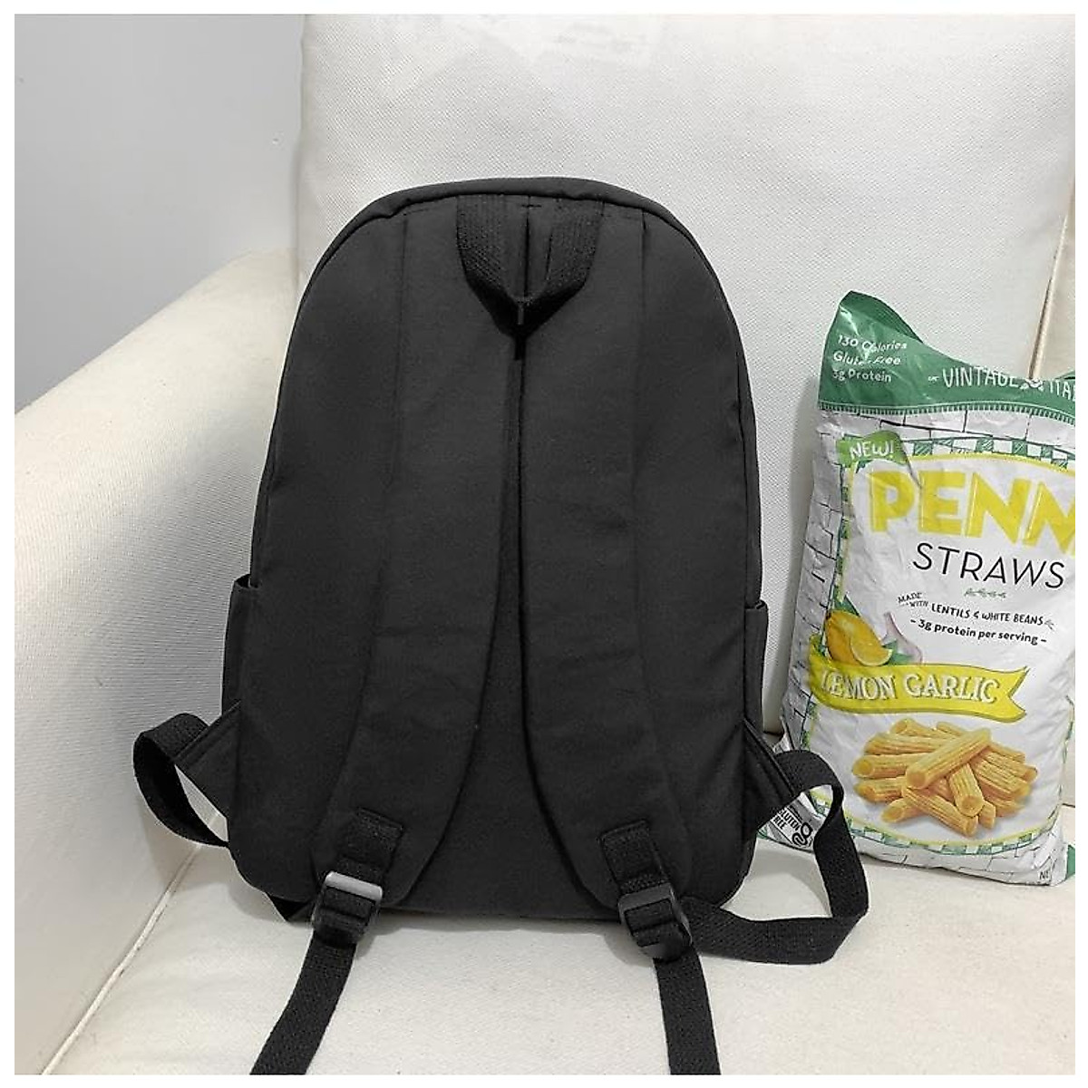 Cute Y2K Backpack Daily Use, Kawaii Aesthetic Harajuku Durable Shoulder Bag Daypack Bookbag Hiking Travel Backpack (black)