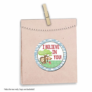 I Believe in You Bigfoot Appreciation & Encouragement Sticker Labels, 40 2" Party Circle Stickers by AmandaCreation, Great for Teachers, Co Workers, Employees and Anyone Who Needs to Feel Appreciated