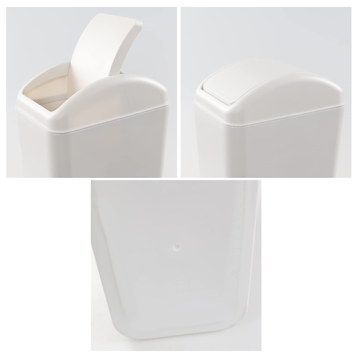 Readsky 3.5 Gallon Swing Top Trash Can, Plastic Garbage Can with Swing Lid, Light Grey