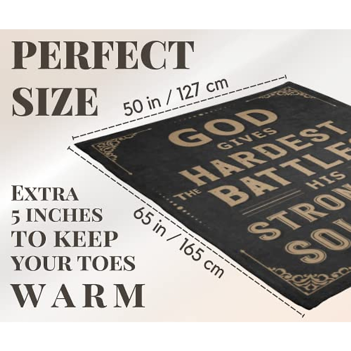 InnoBeta Get Well Gifts for Women, Men, Surgery Gifts for Friends with Cancer, Chemo Patients, Flannel Throw Blanket - 50"x 65", God Gives The Hardest Battles to His Strongest Soldiers