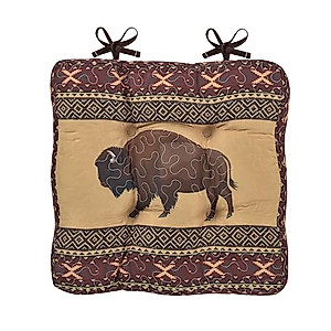 DeLeon Collections Ranch on Yellowstone Seat Cushion, 18" x 18", Yellow/Brown/Red/Black
