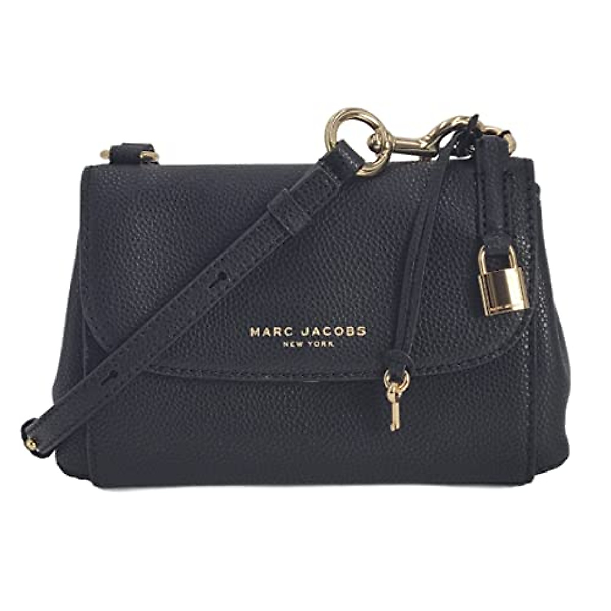 Marc Jacobs H104L01PF22 Black With Gold Hardware Women's Leather Shoulder Bag