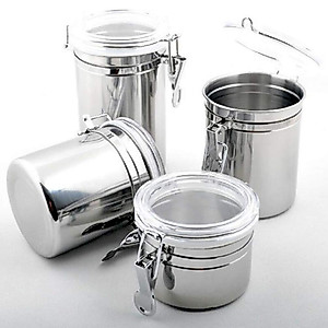 Foraineam 4-Piece Stainless Steel Airtight Canister Set with Clear Arylic Lid and Locking Clamp Food Storage Container Flour Canisters for Coffee, Tea, Snacks