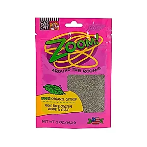 FAT CAT Organic Catnip - Hoots Zoom Around the Room Catnip - Grown & Harvested in USA 0.5oz pouch