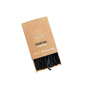 Improved -Biodegradable Activated Charcoal Floss Picks with Organic Peppermint Oil, Plastic Free. Zero Waste - 50 Unit