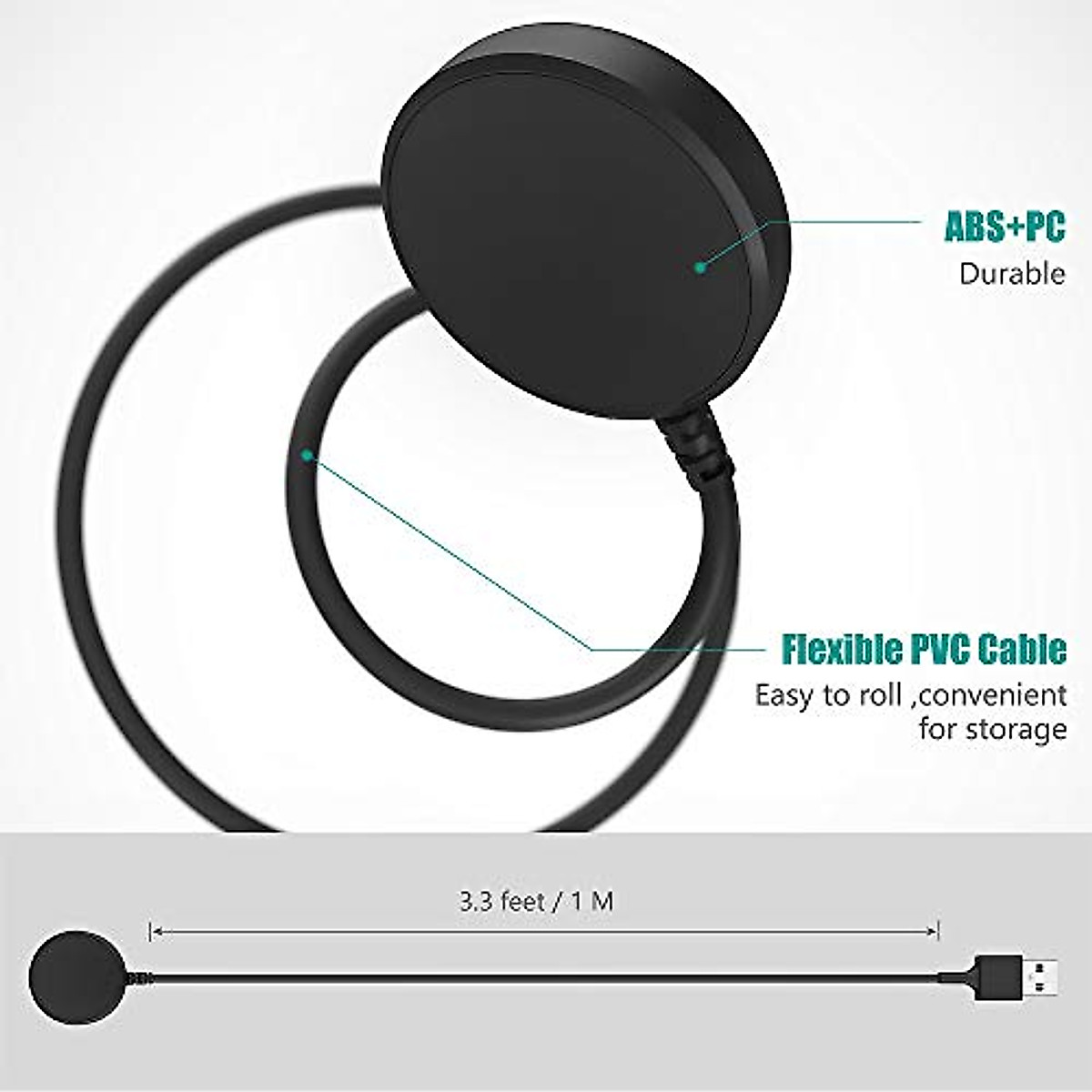 TUSITA [2-Pack] Charger Compatible with Samsung Galaxy Watch 4/4 Classic Watch 3 Active 1 2 SM-R500 SM-R830 SM-R820 SM-R840 SM-R850 - USB Charging Cable 3.3ft 100cm - Smartwatch Accessories