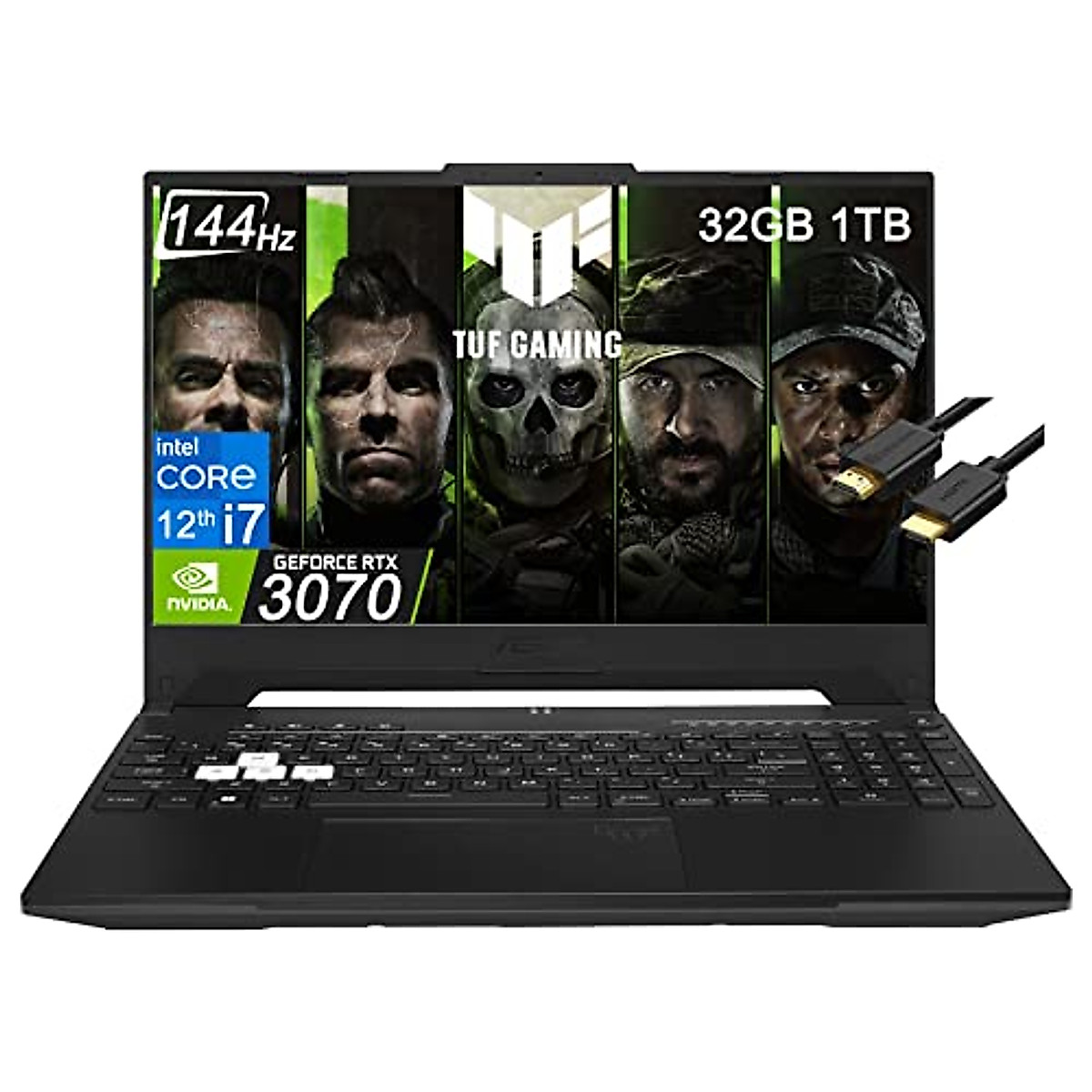 ASUS TUF Dash F15 15.6" 144Hz (Intel 12th Gen i7-12650H, 32GB DDR5 RAM, 1TB PlCe SSD, Geforce RTX 3070 8GB) Thin Bezel Gaming Laptop, Thunderbolt 4, RGB Backlit, Win 11 Home (Renewed)