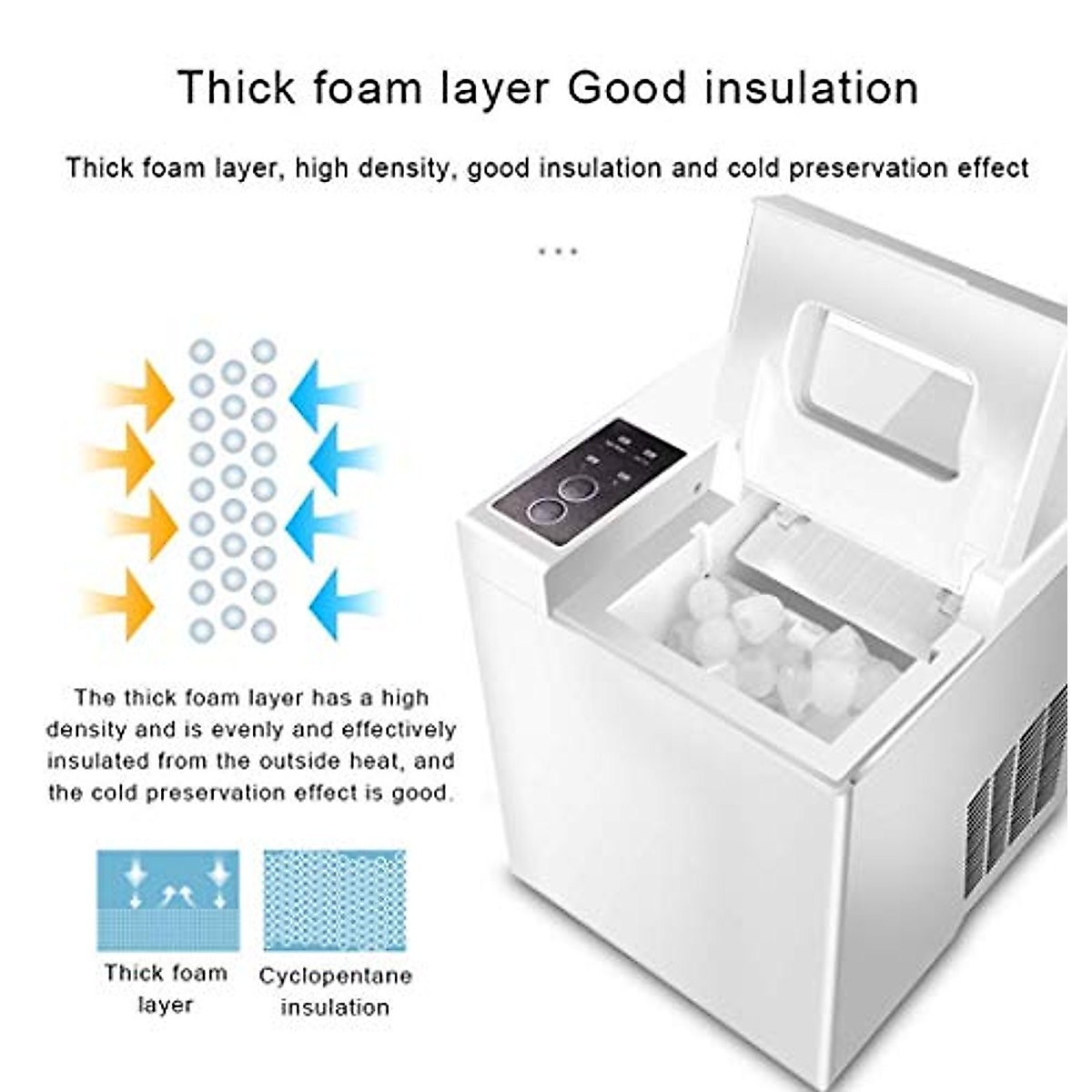 Ice Cube Makers, Mini Automatic Ice Maker, Electric Bullet Round Block Ice Cube Making Machine 15kgs/24H Small Bar Milk Tea Coffee Shop