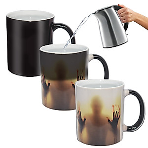 KRLWO Halloween Color Changing Zombie Coffee Mug (11oz) Horror Gifts Spooky Ceramic Novelty Gift for Halloween, Christmas, Birthday - Perfect for Mom, Dad, Friends