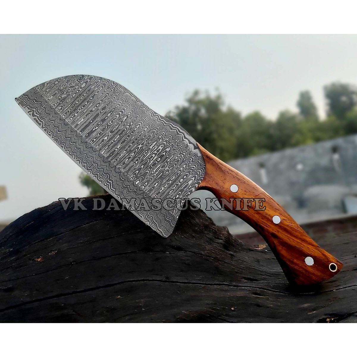 JNR Traders Handmade Damascus Steel Cleaver Knife Serbian Chef Knife with Sheath Butcher knife Meat Cleaver JNR-5518
