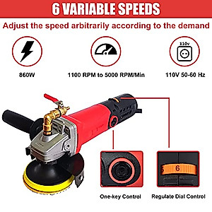 Ganggend Wet Polisher with 4'' Diamond Polishing Pad Tools Kit, Variable Speeds, 860W/110V Wet Buffer, Low-noise Buffing Machine for Concrete / Stone Countertop, Floor Surface, Marble, Ceramic Tile