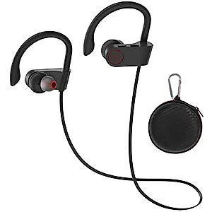 FALWEDI Bluetooth Headphones, 13Hrs Playtime Wireless Earbuds IPX7 Waterproof Earphones with Mic Type C Charging Over-Ear Earbuds with Earhooks Noise Cancelling for Sports Gym Running Workout - Black