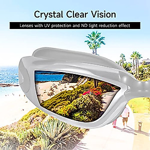 filhodomar Swim Goggles，Pack of 2 Swimming Goggle No Leaking Adult Upgraded Swim Goggles Silver+Clear,Suitable for Adult Men, Women, Teens