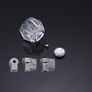 LIBERAQUAR Faucet Handle with Three adapters Compatible with Delta Faucet RP17451 RP2391 RP2389 Single Clear Knob Handle Kit for Shower/Tub, 2-1/2" x 2-1/8" Faucet Knob Replacement