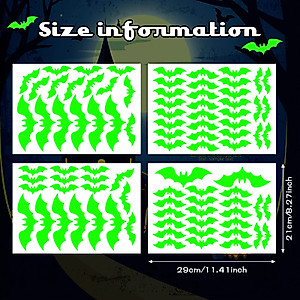 89 Pieces Halloween Luminous Stickers Glow in The Dark Window Decals Night Glow Decals Bat Wall Stickers Adhesive Moon Peeping Eyes Ceiling Stickers for Halloween Party(Bat Style)