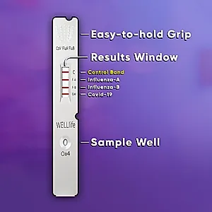WELLlife COVID-19 & Flu A/B Home Test Kit, Easy-to-Use OTC Covid & Flu Test, Fast 10-Min Results with Non-Invasive Nasal Swab, 2 Tests, FDA EUA Authorized for Fast, Accurate Home Use