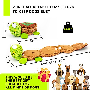 Dog Puzzle Toys - Dog Enrichment Squeaky Snuffle Treat Hiding Dispenser Toy Crinkle Chew Plush No Stuffing Durable Stuffed Toys for Boredom Dogs,Dog Toys for Medium Small Large Dog Puppy Doggy,Turtle
