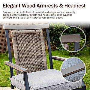 PHI VILLA Outdoor Swivel Counter Height Stool Set of 6, High Patio Bar Chairs(24" Seat Height) with Cushion,Rattan Backrest and 360 Degree Swivel,Patio High Dining Set for Lawn,Swimming Pool,Home