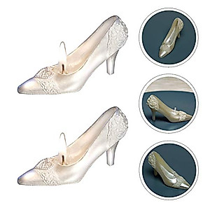 ABOOFAN Romantic Candle High Heel Shaped Candle Creative Wedding Shoes Shaped Candle Valentines Day Smokeless Candle Soy Wax Decorative Shoe for Home Decor