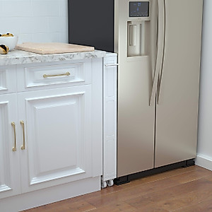 MUSEHOMEINC Compact Space Kitchen Pantry,4-Tier Kitchen Removable Storage Cart, Slim Slide Out Rolling Pantry Shelf for Narrow Spaces（White）