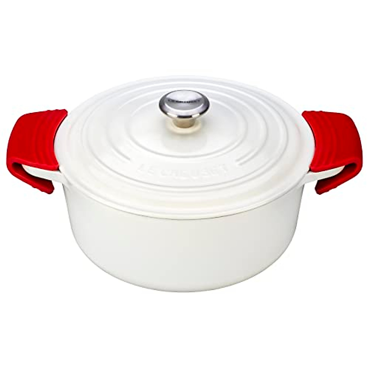 Le Creuset Silicone Set of 2 Handle Grips, 5" x 2 1/2" each, Cerise