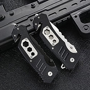 URiver Pocket Knife,G10 handle,With Pocket clip,for Camping,Survival EDC and Outdoor Activities,Best Gift for Men,Material Sharp Satin Blade(Silver)