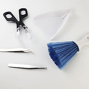 NSBELL Reptile Scooper Feeding Tool, Mini Dustpan and Brush, Straight and Curved Stainless Steel Tweezers for Reptile, Hedgehog, Hamsters, Guinea Pig, Rat, Lizard and Other Small Animals Supplies