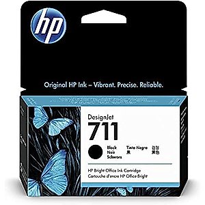 HP 711 Black 38-ml Genuine Ink Cartridge (CZ129A) for DesignJet T530, T525, T520, T130, T125, T120 & T100 Large Format Plotter Printers
