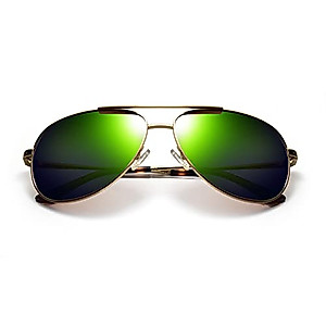 Revo Sunglasses Relay Petite: Women's Polarized Lens with Small Metal Aviator Frame, Gold Frame with Evergreen Lens