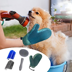 4 Pcs Cat Brush Kit for Indoor Cats, Self-Cleaning Slicker Cat Brush, Cat Brush Glove, and 2 Cat Wall Scratchers for Easy Shedding, Detangling, and Relaxing Grooming for Long and Short-Haired Cats