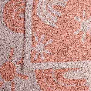 Luxury Fleece Rainbow Sunshine Pattern Throw Blanket Knitted Ultra Soft Reversible Blanket Air Feel Cozy Warm for Bed Sofa Couch in All Seasons, 51"x63", Pink