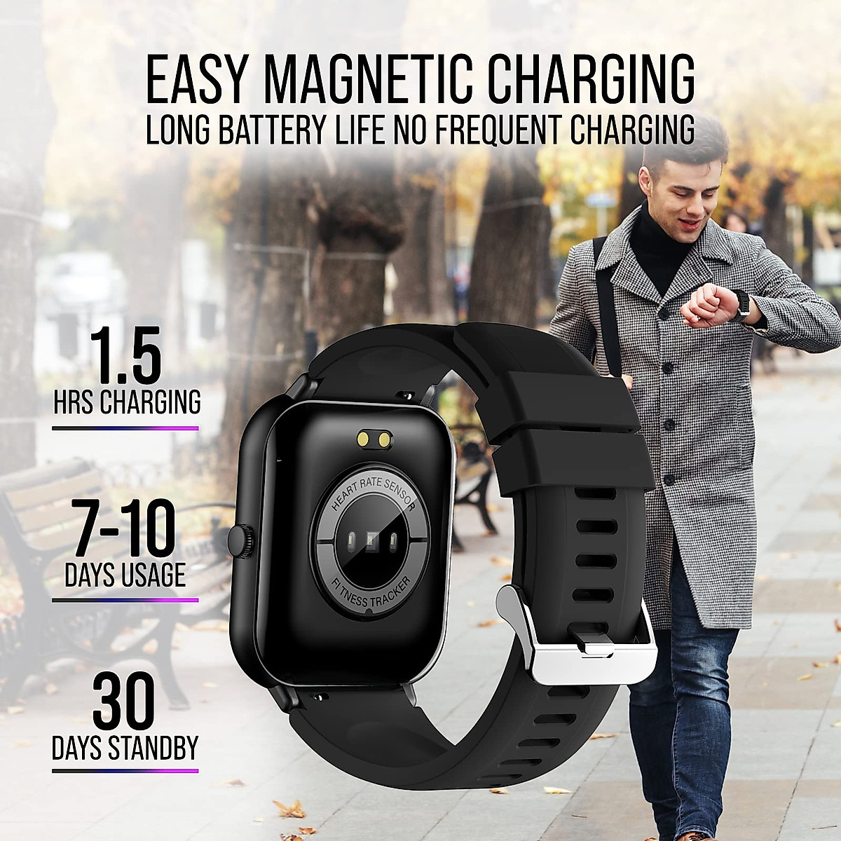 Chronex Smart Watch Fitness Tracker with Heart Rate Blood Oxygen Blood Pressure Sleep Monitor 200 Sports Modes Step Calories Health Trackers IP67 Waterproof for Android iPhone Women Men