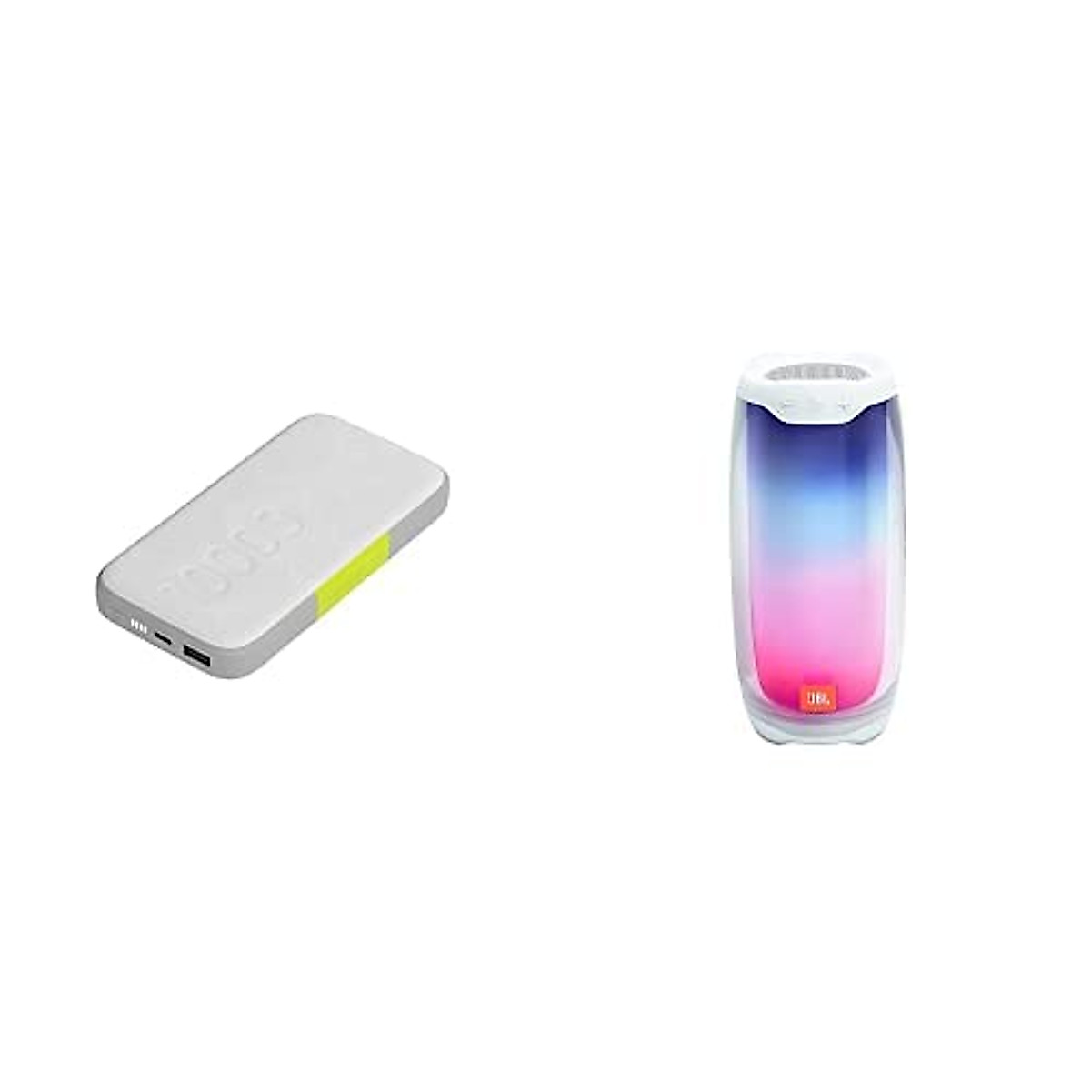 JBL Pulse 4 - Waterproof Portable Bluetooth Speaker with Light Show and InfinityLab InstantGo 10000mAh Wireless Power Bank (White)