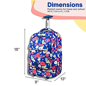 J World New York Sweep Laptop Rolling Backpack, Petals, 18"