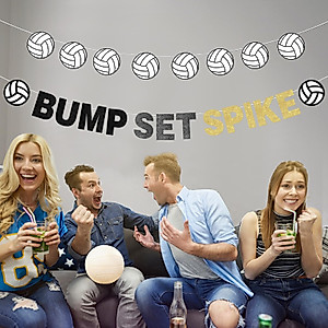 Sursurprise Volleyball Party Decorations, Bump Set Spike Banner, Volleyball Party Banner for Birthday Baby Shower Sports Party Supplies