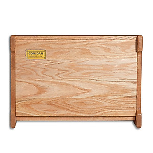 CONSDAN Bread Box, Solid Wood Oak Bread Box for Kitchen Countertop, Double Layer Bread Container for Bread Storage, Large Capacity Breadbox with Clear Window, Nature