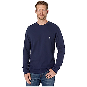 POLO RALPH LAUREN Waffle Long Sleeve Crew Cruise Navy/Nevis Pony Print LG