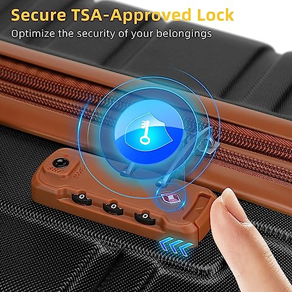 LARVENDER Luggage Sets 4 Piece, Expandable Hardside Suitcase Sets with Spinner Wheels TSA Locks, Lightweight Rolling luggage for Men and Women, Black