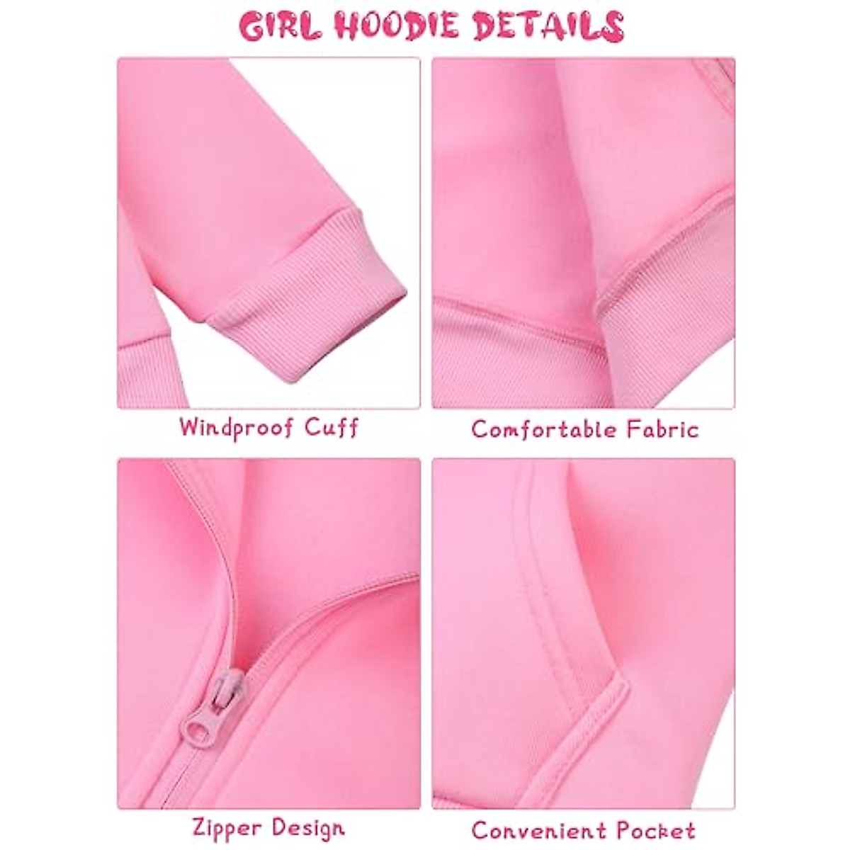 Cooraby 3 Pieces Baby and Toddler Girls Fleece Full-Zip Hoodies Lightweight Jacket with Pockets Winter Coat for Baby Girls