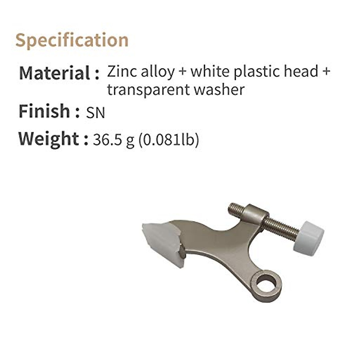 10 Pack Hinge Door Stoppers, Heavy Duty Door Stopper Hinge, Rubber Bumper Tips, Zinc Alloy, SN (Silver)