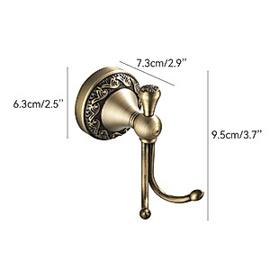 PEONYBATH Antique Bronze Brass Bath Towel Hooks, Wall Mounted Bathroom Hardware Accessories,Pattern Carving Design