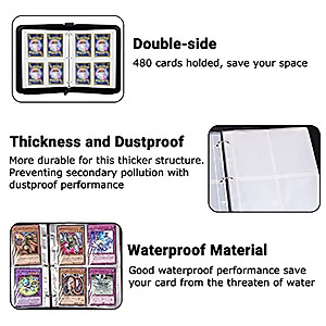 SVJEFY 4-Pocket Card Binder, Trading Card Binder Holder with 60 Removable Sleeves that Fits 480 Cards, Card Binder Collect Holder Album, Carrying Case Binder Album