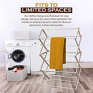 Peaceful Classics Wooden Laundry Rack - Amish Handmade Wooden Clothes Drying Rack - Foldable Drying Rack for Towel, Blanket, Linen Household Essentials - for Indoor Or Outdoor Use (52" x 36" x 16")