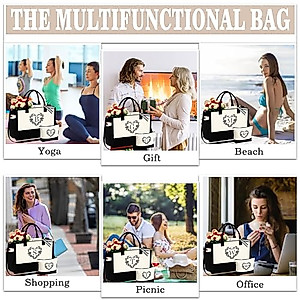 YOOLIFE Canvas Tote Bag for Women - Monogram Initial Beach Tote Bag with Zipper Makeup Bag for Women Her Mom Friend Female Sister Bridesmaid Girlfriend Wife, Personalized Birthday Gifts for Women R