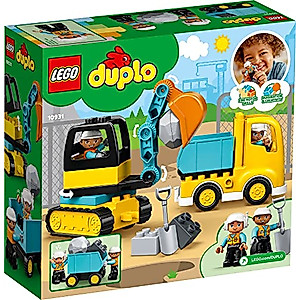 LEGO DUPLO Town Truck & Tracked Excavator Construction Vehicle 10931 Toy for Toddlers 2-4 Years Old Girls & Boys, Fine Motor Skills Development and Learning Toy