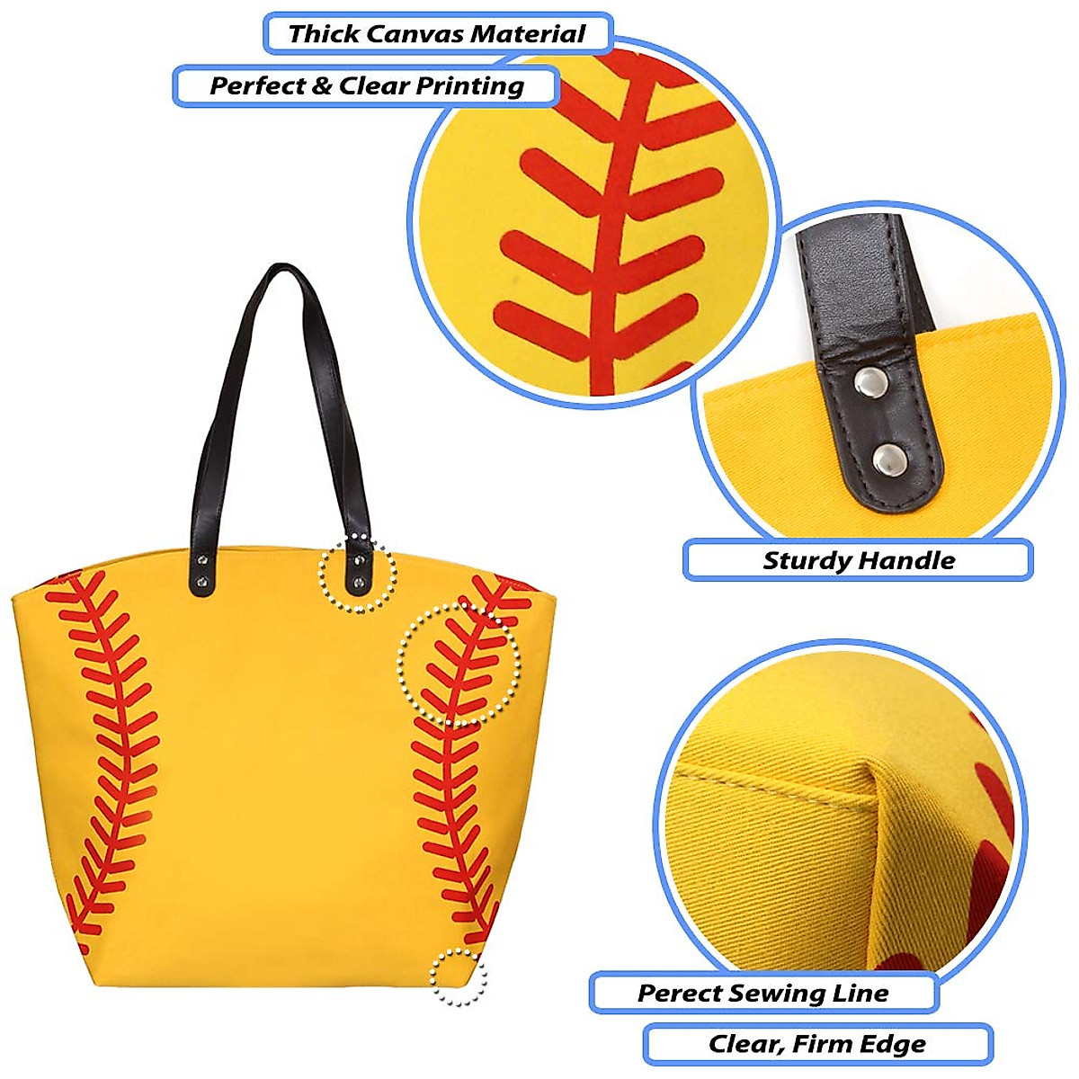 Birsppy Me Plus Sports Baseball-Softball Design Tote Hand Bags/Fashion Shoulder Bags/X-Large 21 IN. (Softball)