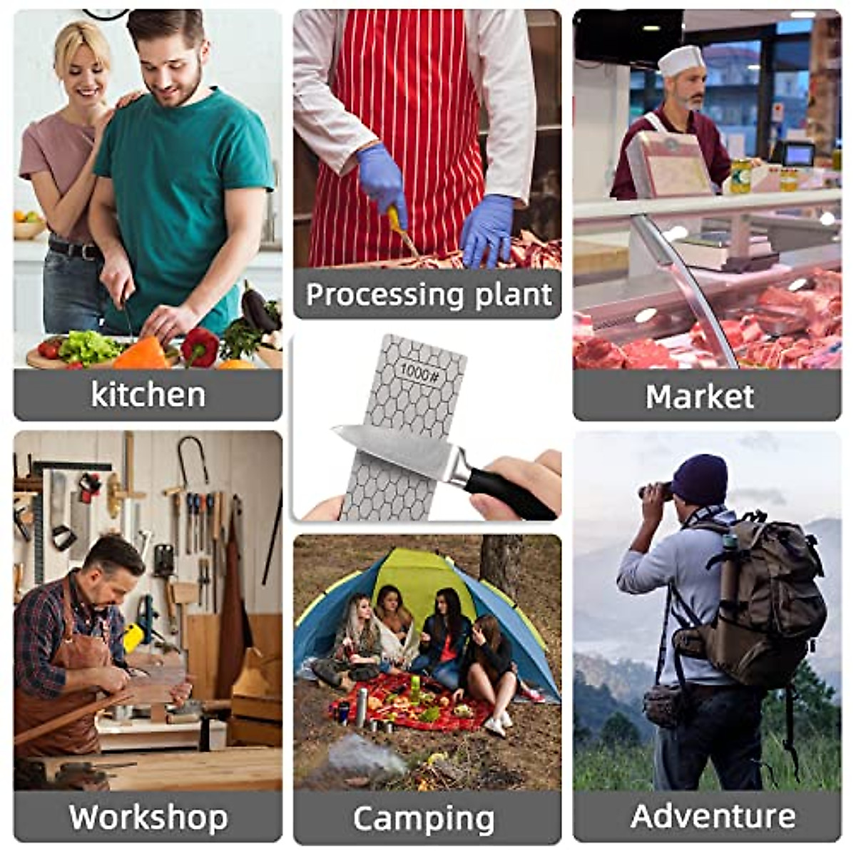 4 Pieces Diamond Sharpening Stone Fifchall Honing Stone Diamond Stone Lapping Plate Fine Coarse Bench Stone for Kitchen Sharpening Blade Blunt Chisel, 400, 600, 1000, 1200 Grit, with Angle Guide